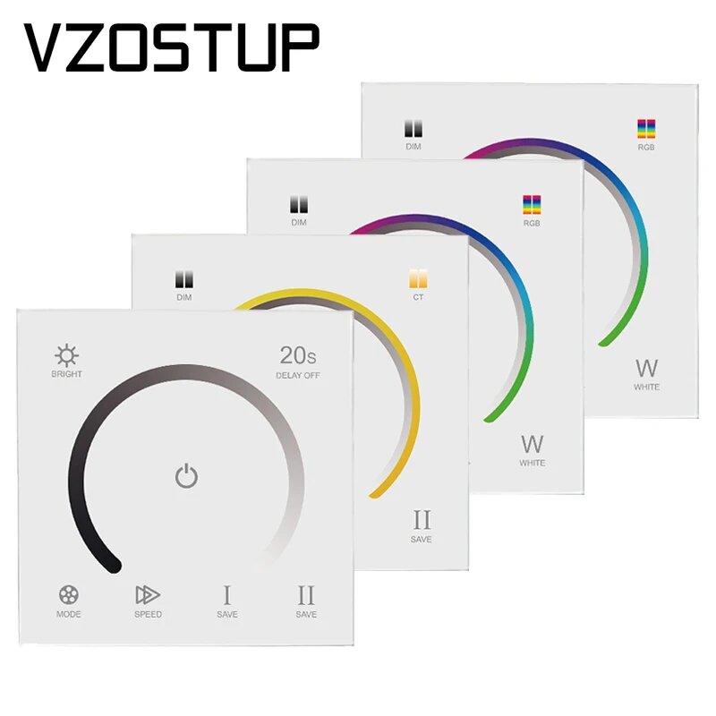 Контроллер сенсорной панели 12 В, 24 В, Одноцветный, CCT, RGB, RGBW, Светодиодная лента, стеклянная панель, диммер, настенный светильник лента переключения s
