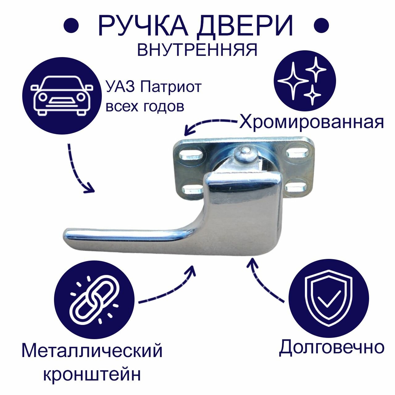 Ручка двери внутренняя правая УАЗ Патриот (усиленная) с метал. кронштейном