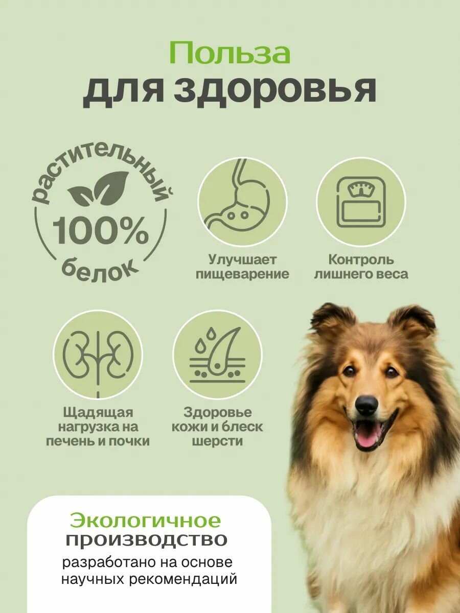 Вегетарианский сухой корм для собак зеленый горошек и рис мелкая гранула 1кг — фото 1