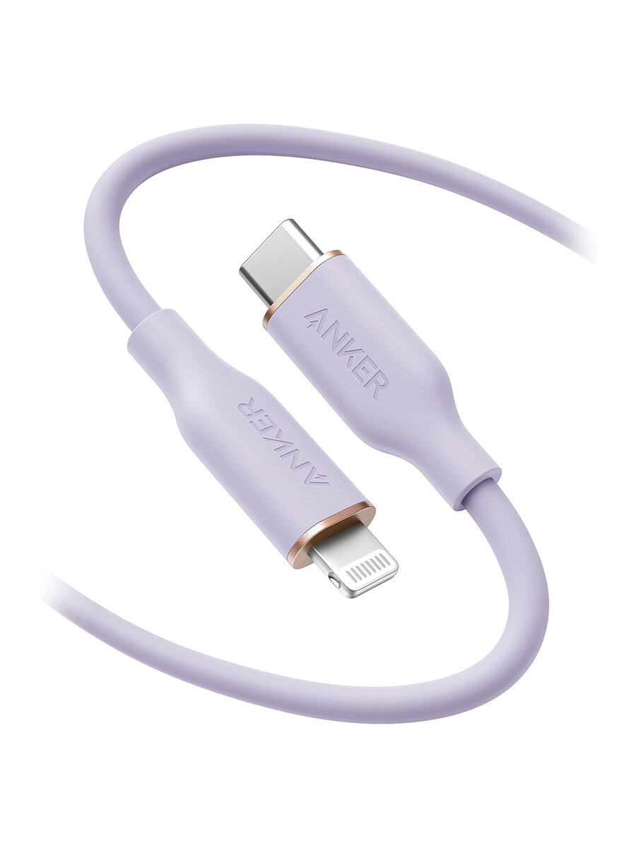 Anker 641 USB-C to Lightning A8662, 0.9м, сиреневый, кабель для зарядки