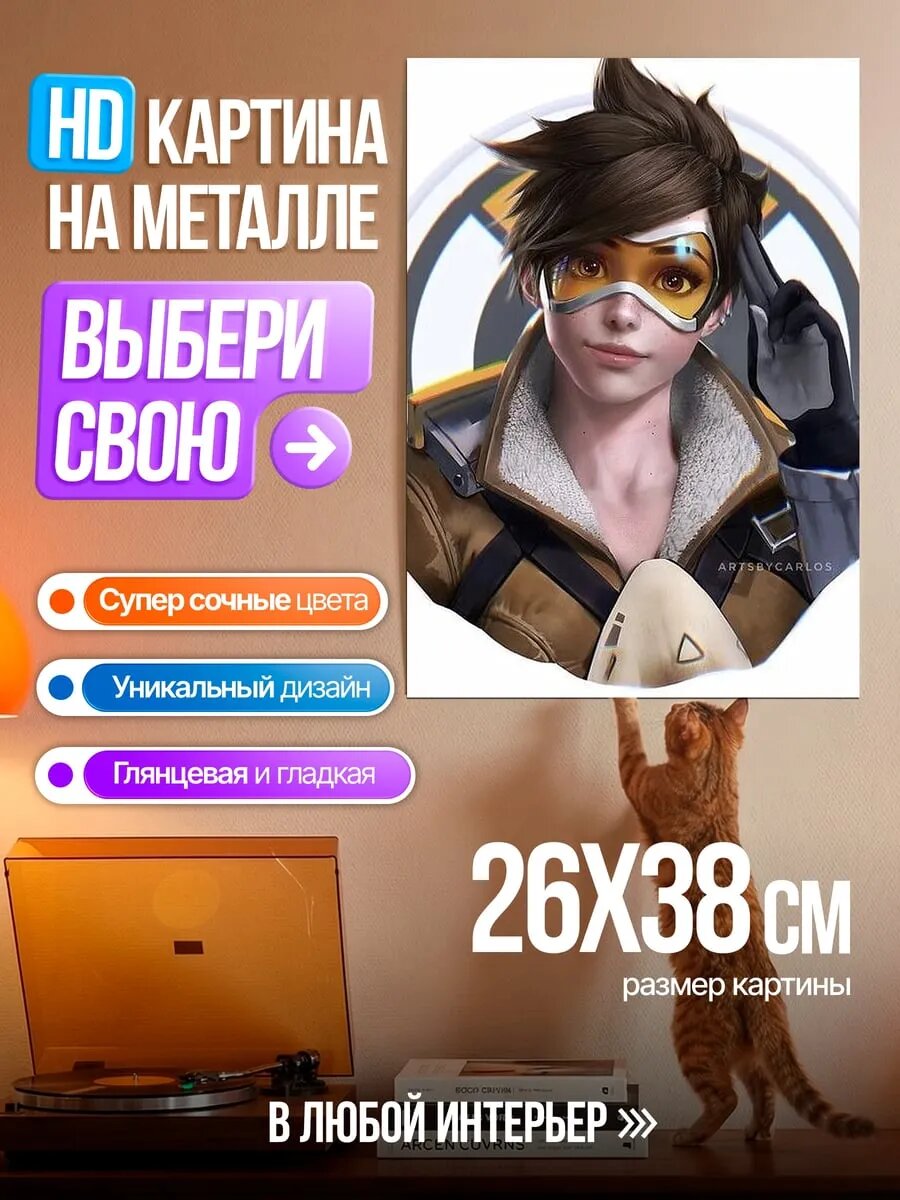 Картина на HD металле трейсер овервотч