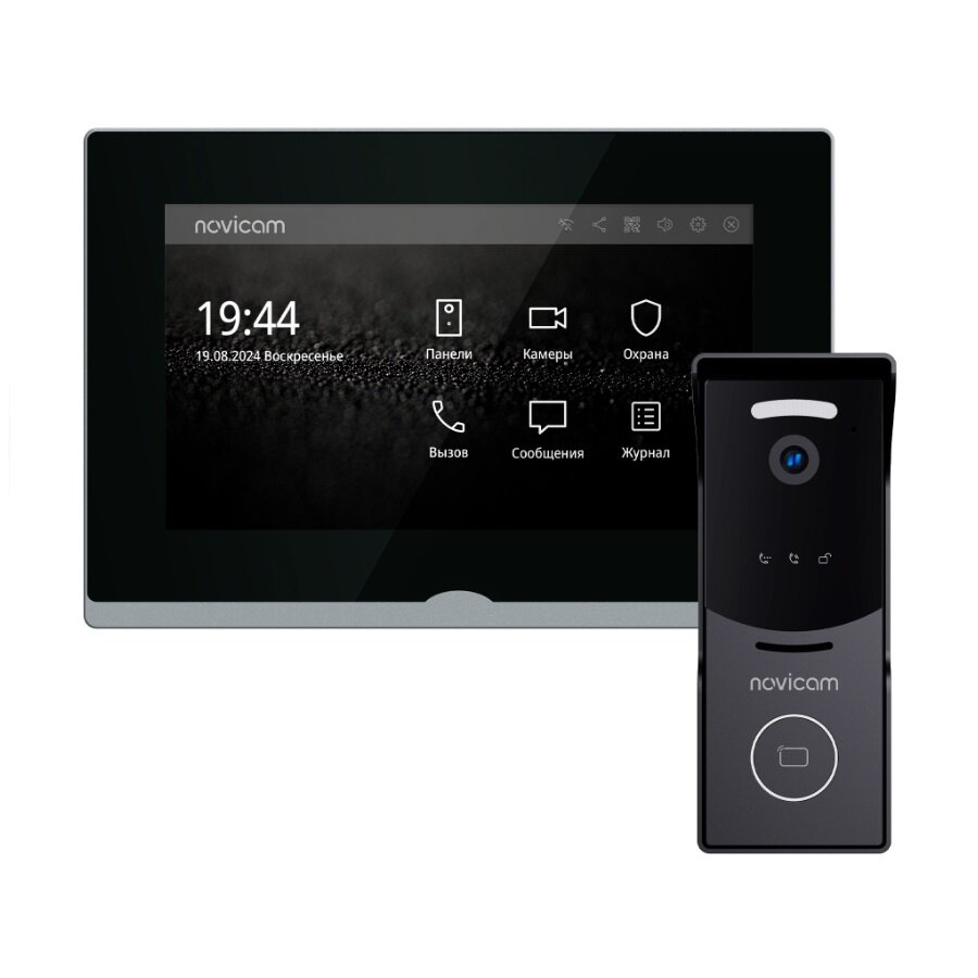 Комплект из IP-видеодомофона и IP-вызывной панели Novicam IMPULSE 7 IP WIFI KIT BLACK