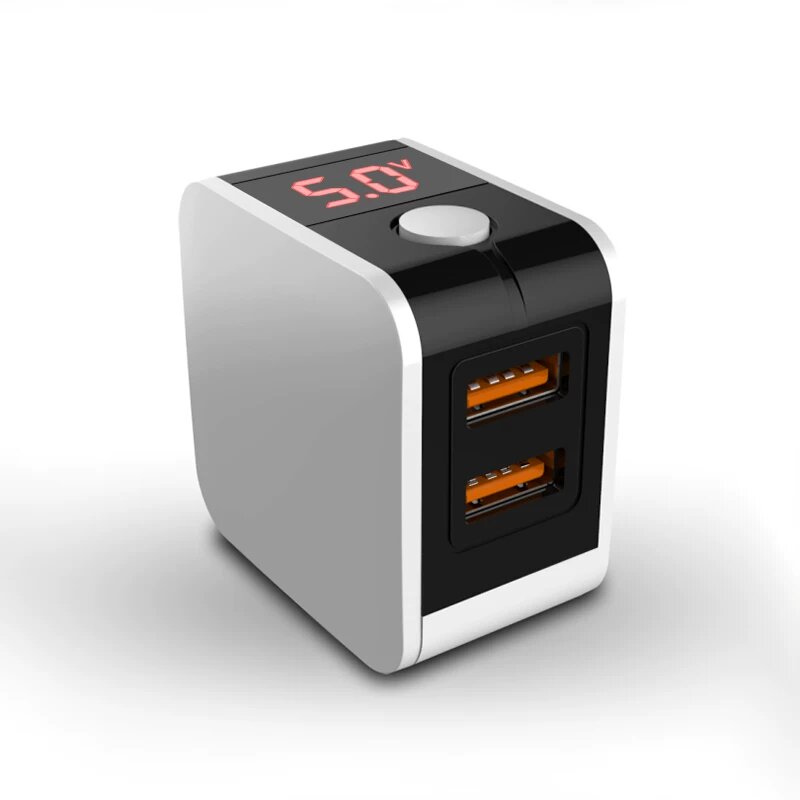 Двойной USB быстрый зарядный адаптер с интеллектуальным дисплеем для iPhone, Samsung, Xiaomi, Huawei и Android