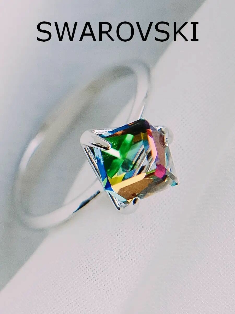 Кольцо помолвочное, кристалл, кристаллы Swarovski