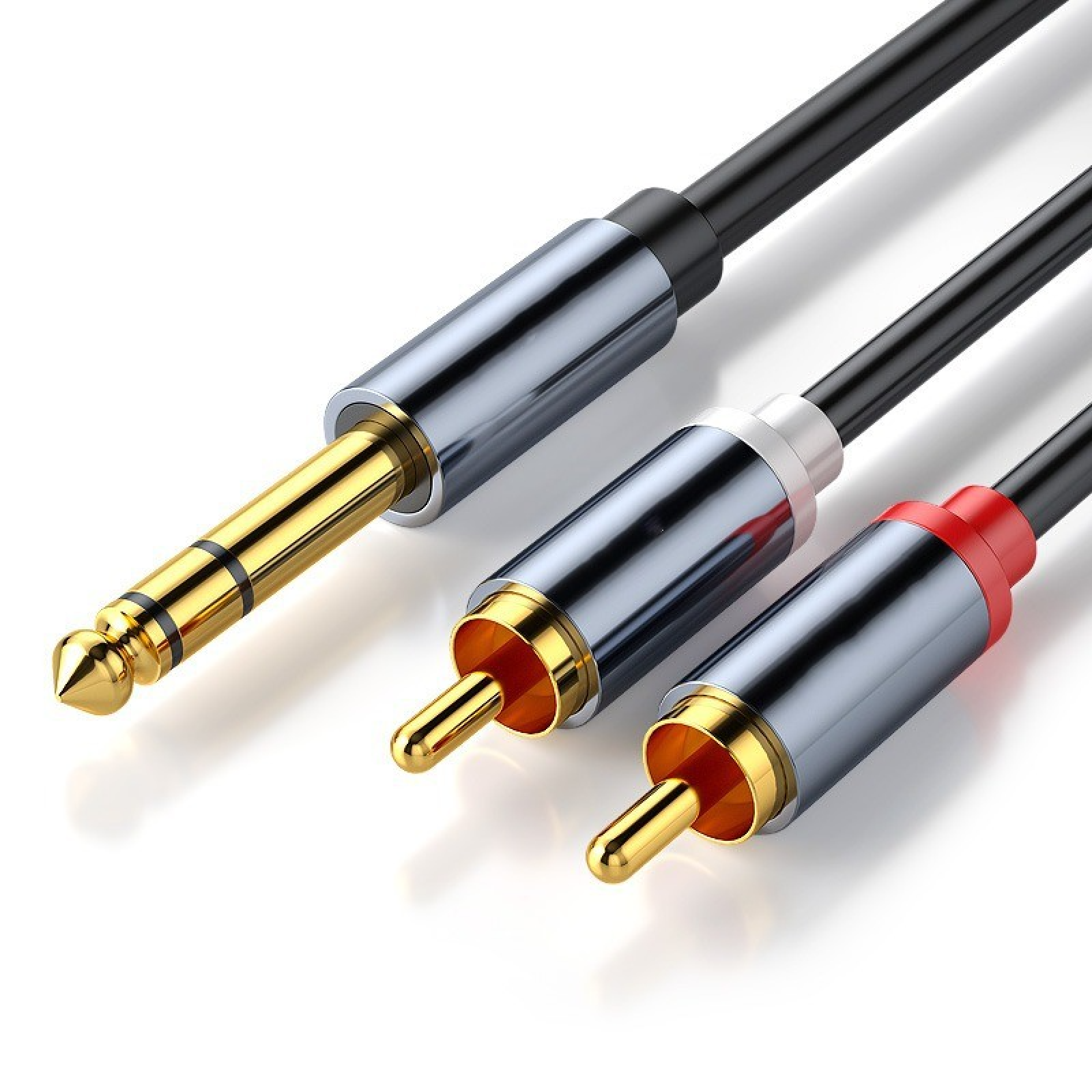 Акустический аудиокабель MyPads Jack 6.35 на 2xRCA, длина 2 метра, черный