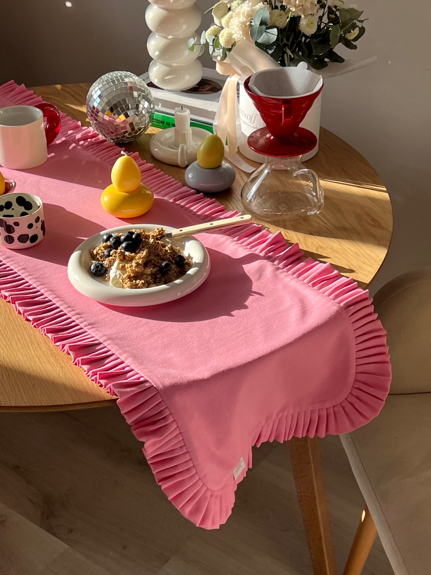 Дорожка "Рюши" для сервировки стола, 40х140 см, с защитой от влаги