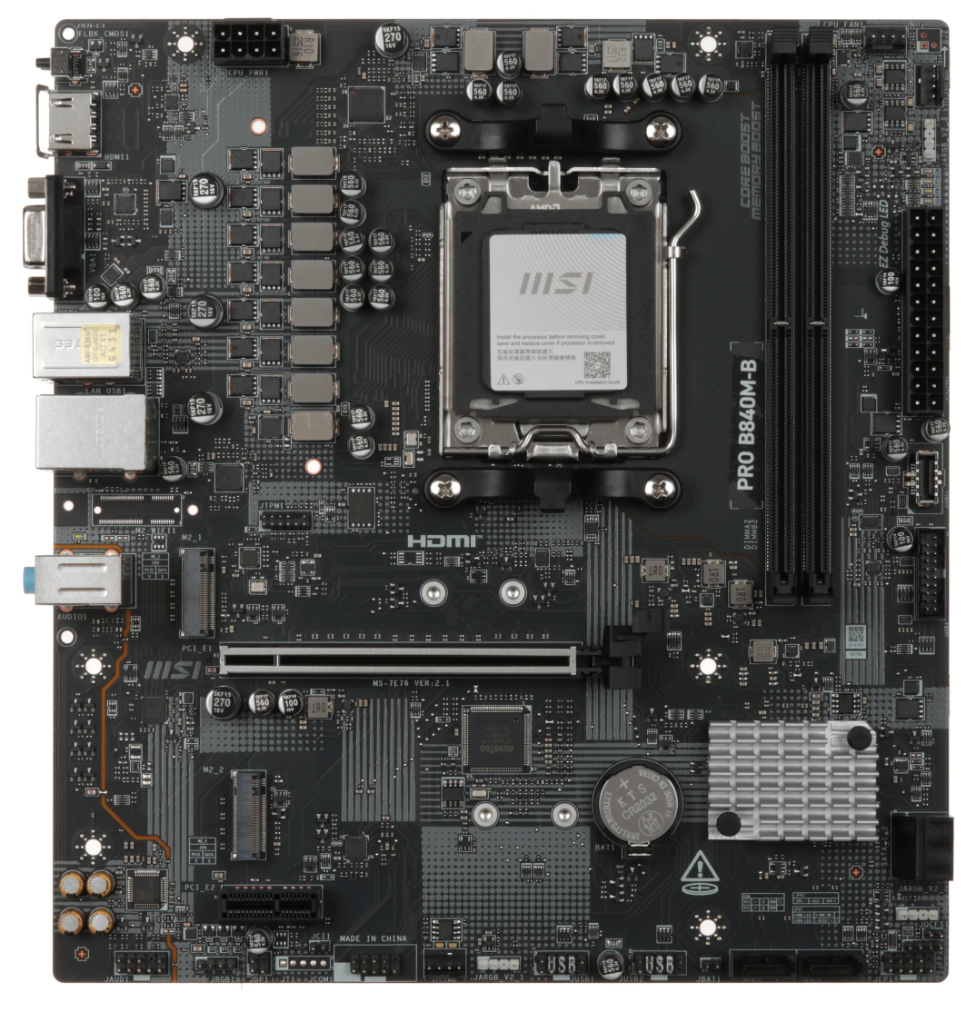 Материнская плата MSI PRO B840M-B, Socket AM5, AMD B840, mATX