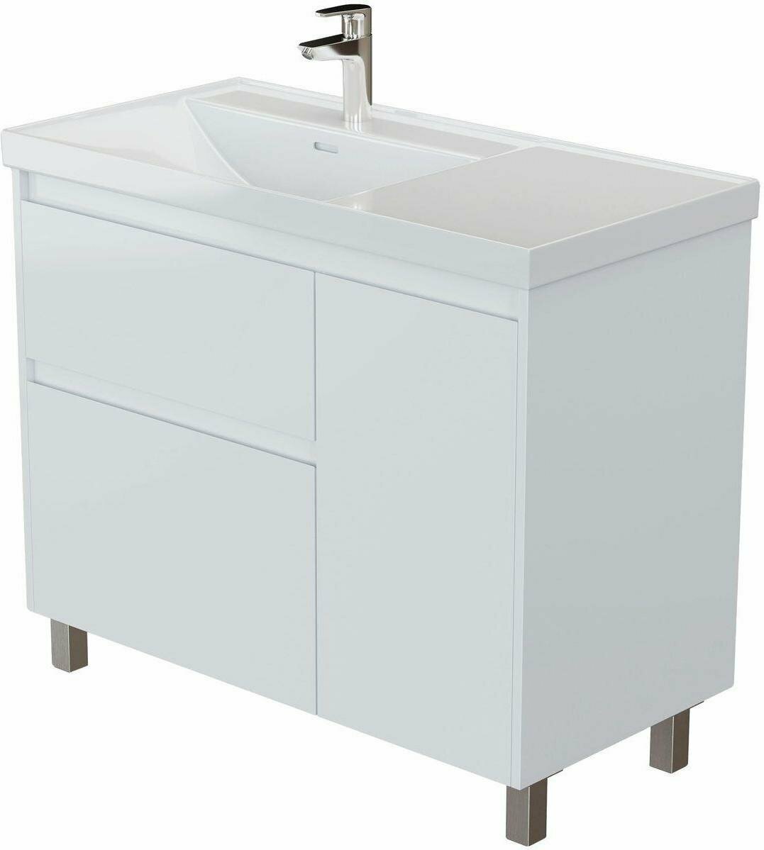 Тумба под раковину Aquanet Nova Lite 2.0 90 L 346339 цвет Белый глянец
