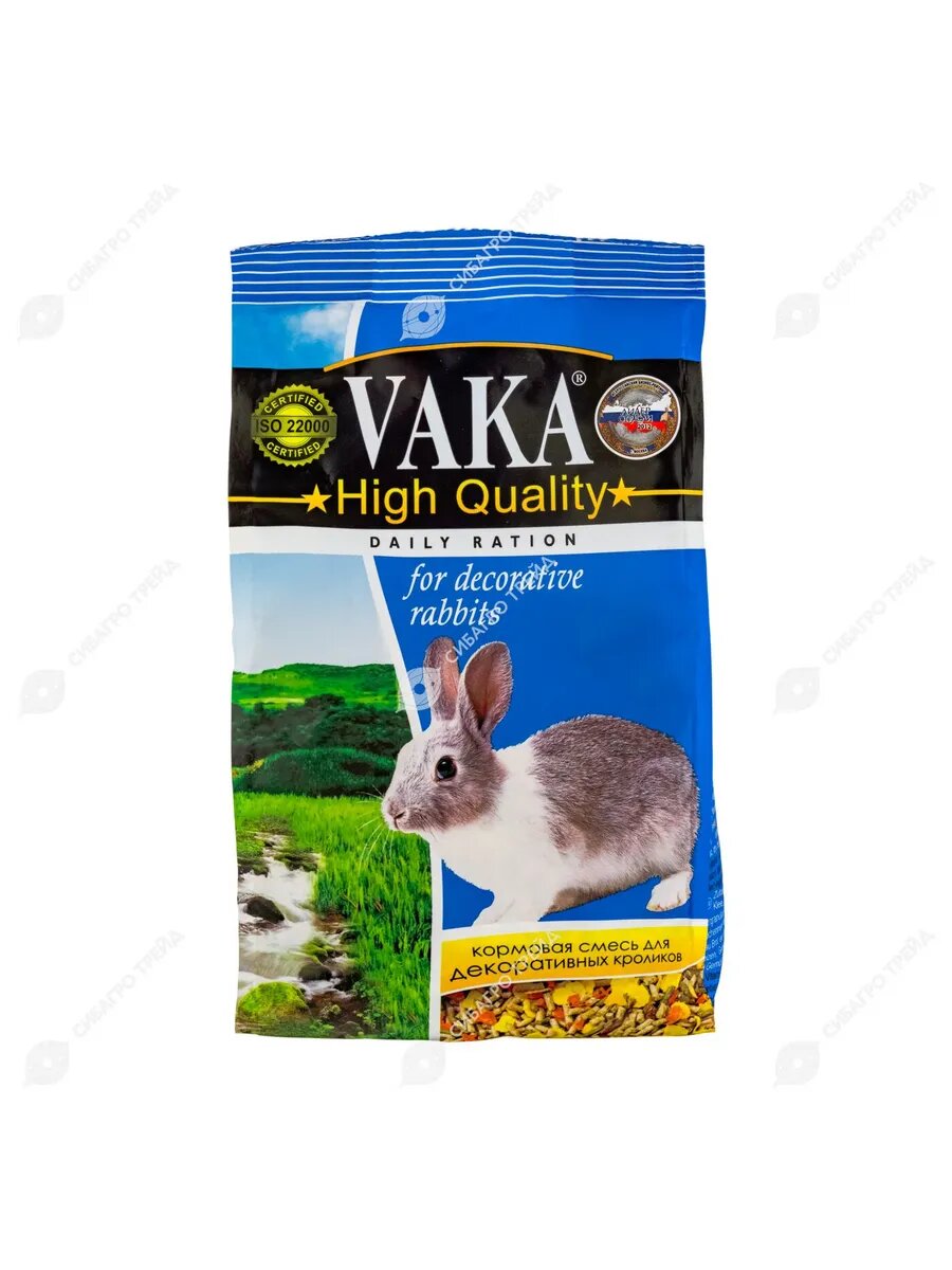 Корм для кроликов Вака High Quality, зерновая смесь, для всех возрастов, 500 гр