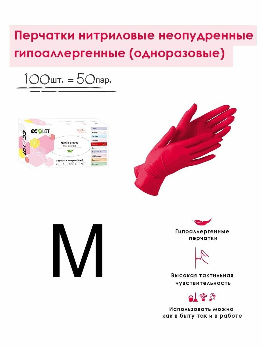 Перчатки нитриловые красные