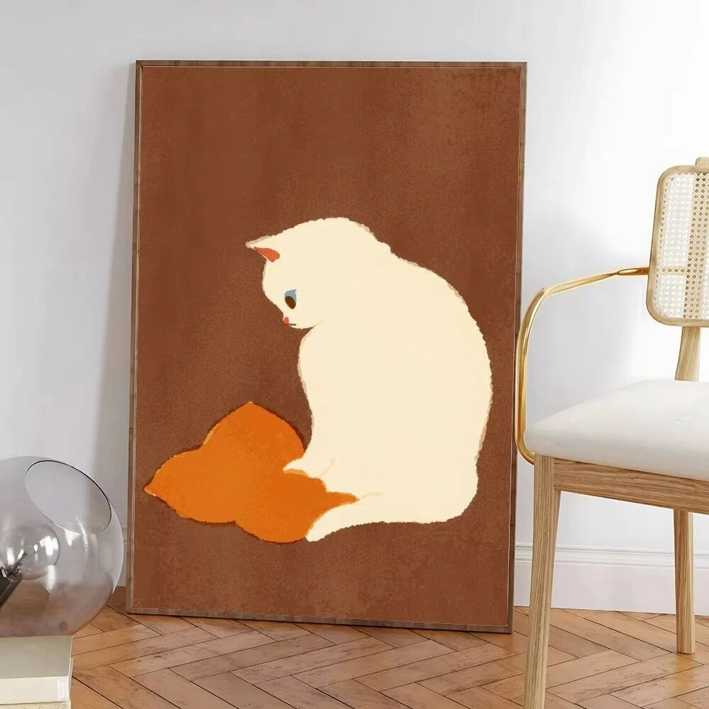 Картина с кошкой, абстракция, 30x40 см, цвет 16