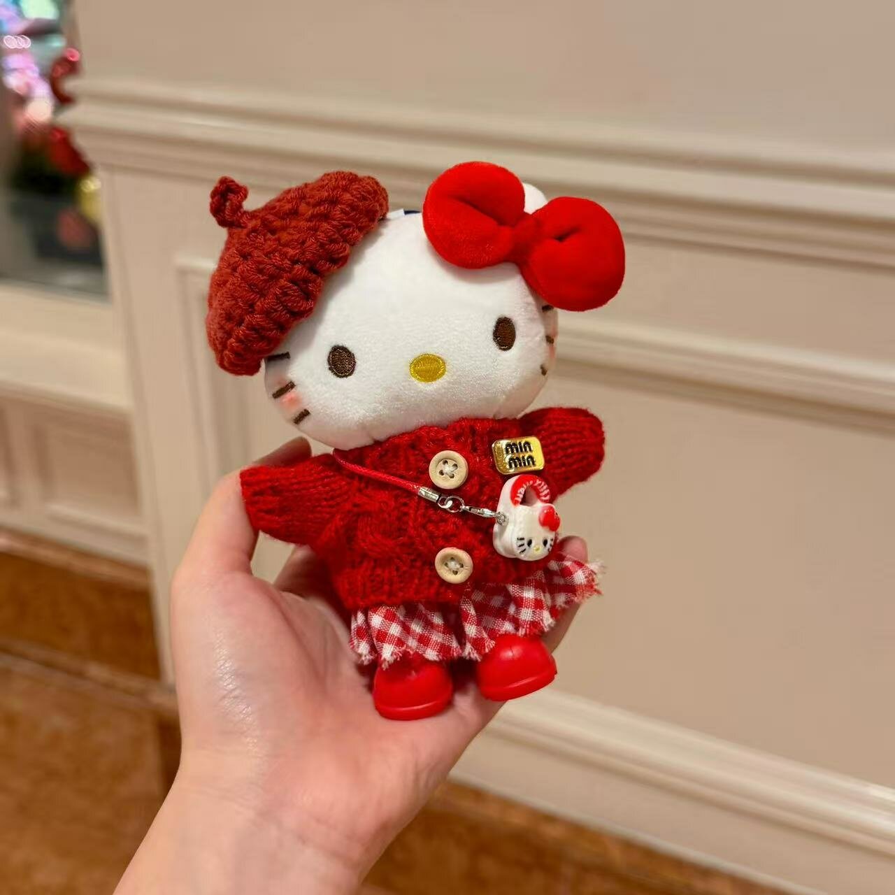 Плюшевая игрушка-брелок Hello Kitty Little Chef, подвеска на рюкзак в виде котика KT, украшение для девочек.