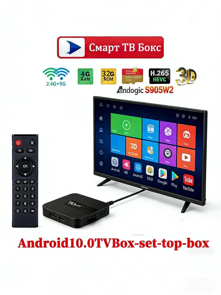 Аудиокабель HDMI, версия Android10, процессор Amlogic, 4K Ultra HD