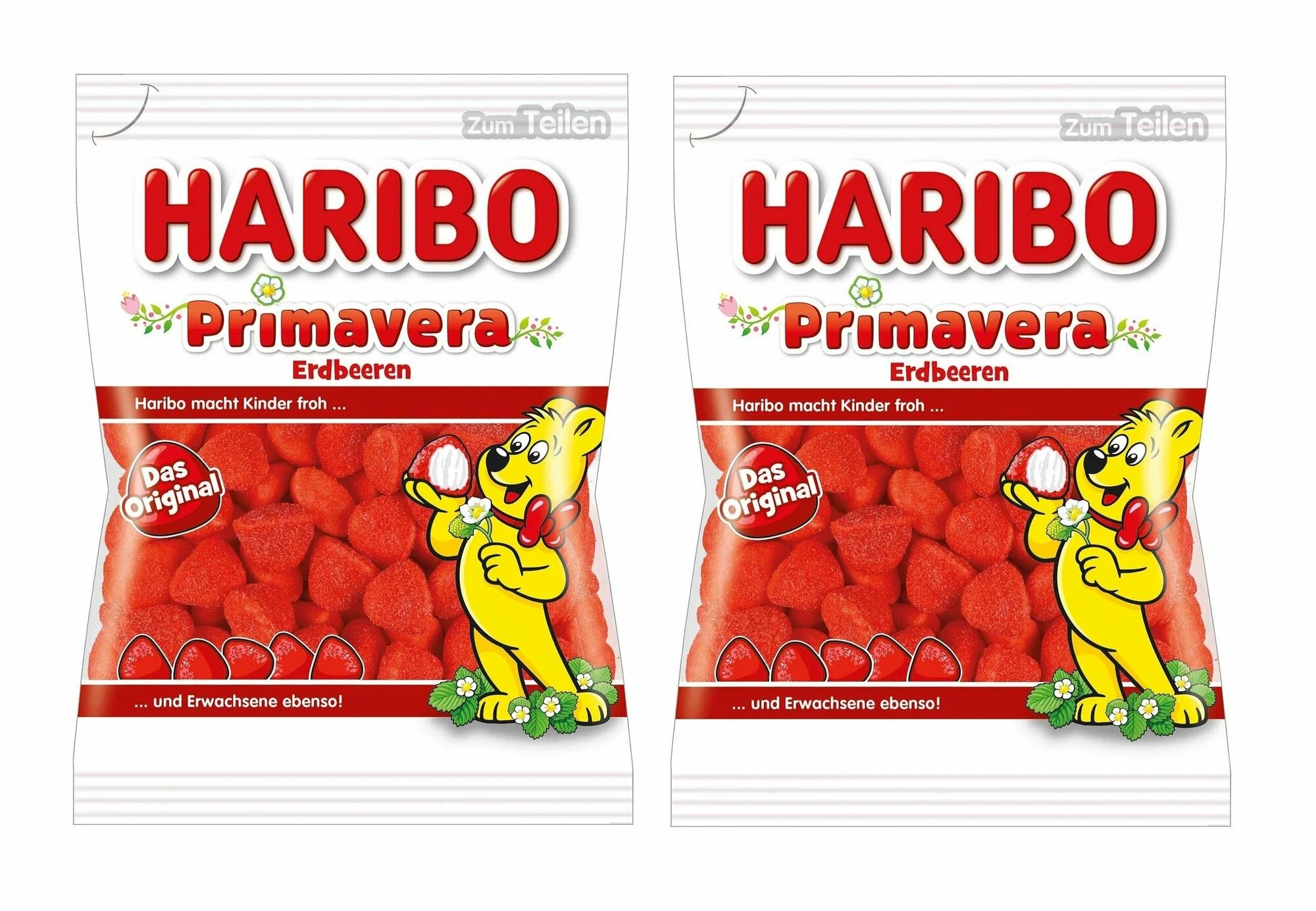 Мармелад жевательный Haribo Primavera Erdbeeren / Харибо Весенняя Клубника, 2 шт. по 100 гр. (Германия)