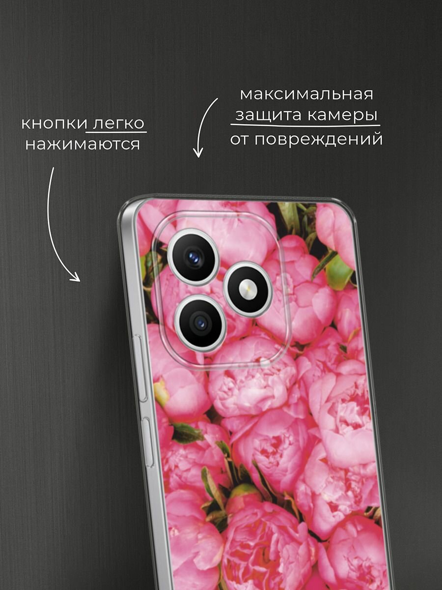 Силиконовый чехол на Honor X8d / Хонор X8d с принтом Прекрасные пионы — фото 1