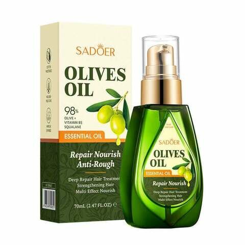 OLIVES OIL Hair Oil, Sadoer (Восстанавливающее масло для волос с эффектом блеска, Оливковое масло), 70 мл.