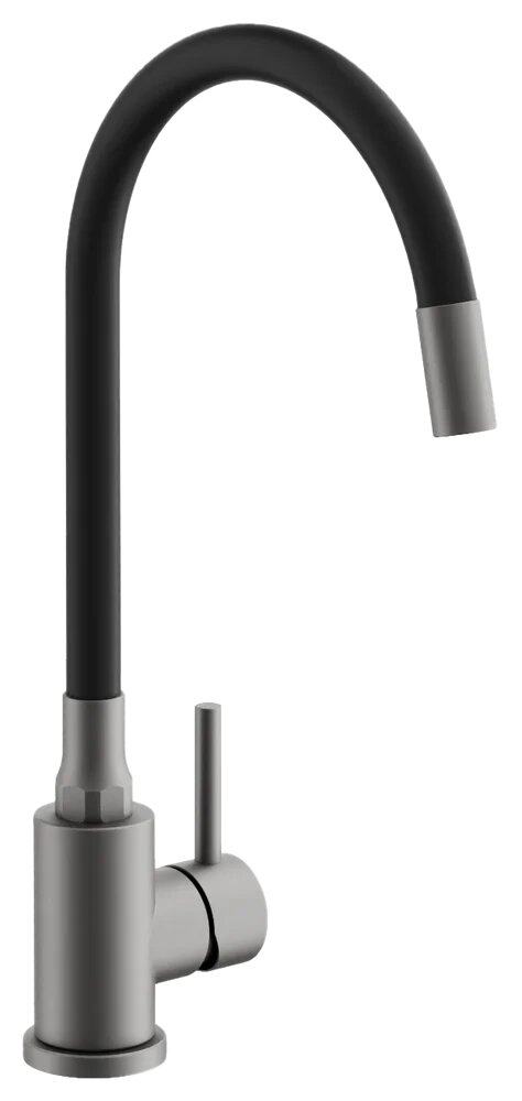 Смеситель для кухни BELZ B810 B73810-3 с гибким изливом, с поворотным изливом, черный, матовый, однорычажный, нержавеющая сталь, с керамическим картриджем