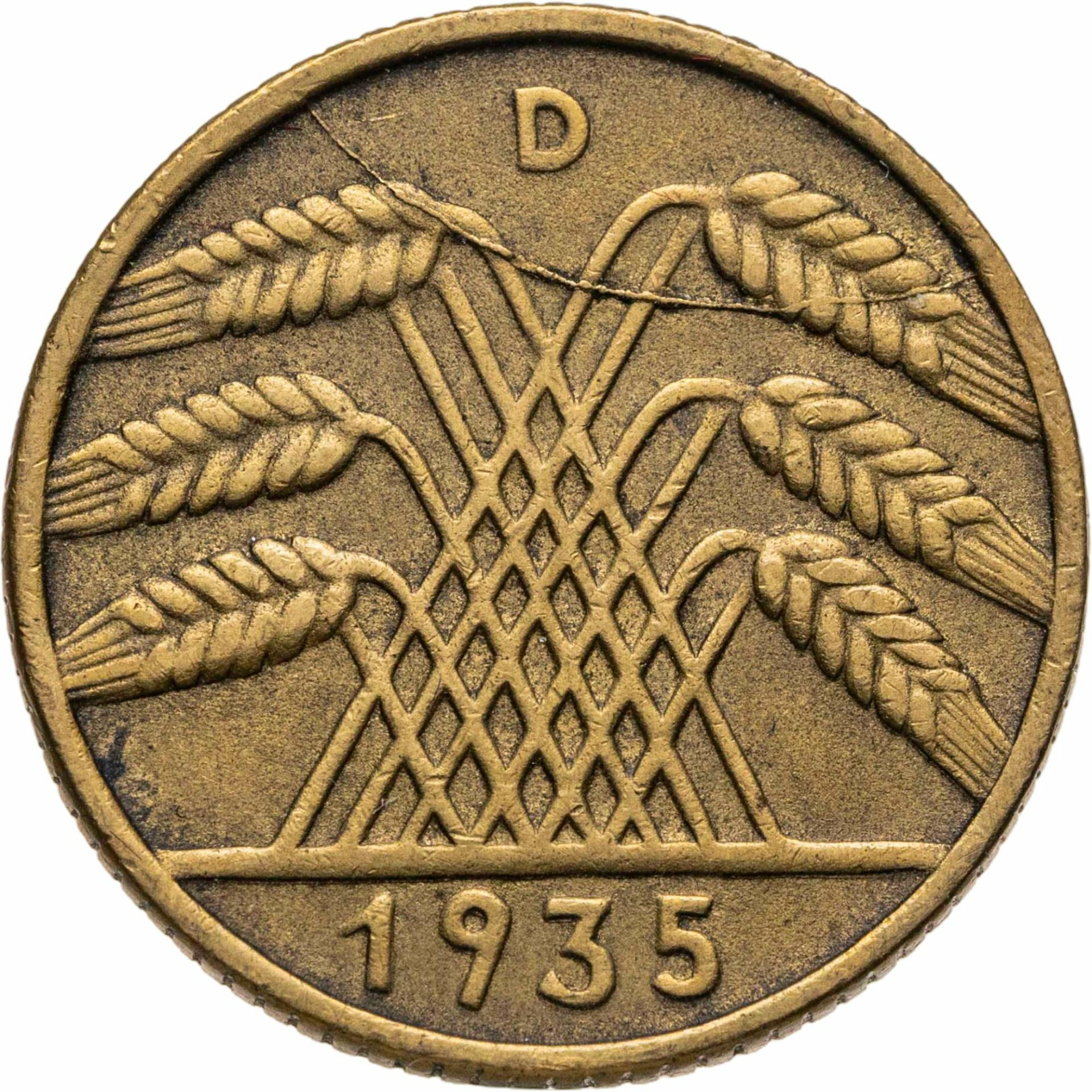 Германия 10 рейхспфеннигов (reichspfennig) 1935 D знак монетного двора "D"  — Мюнхен