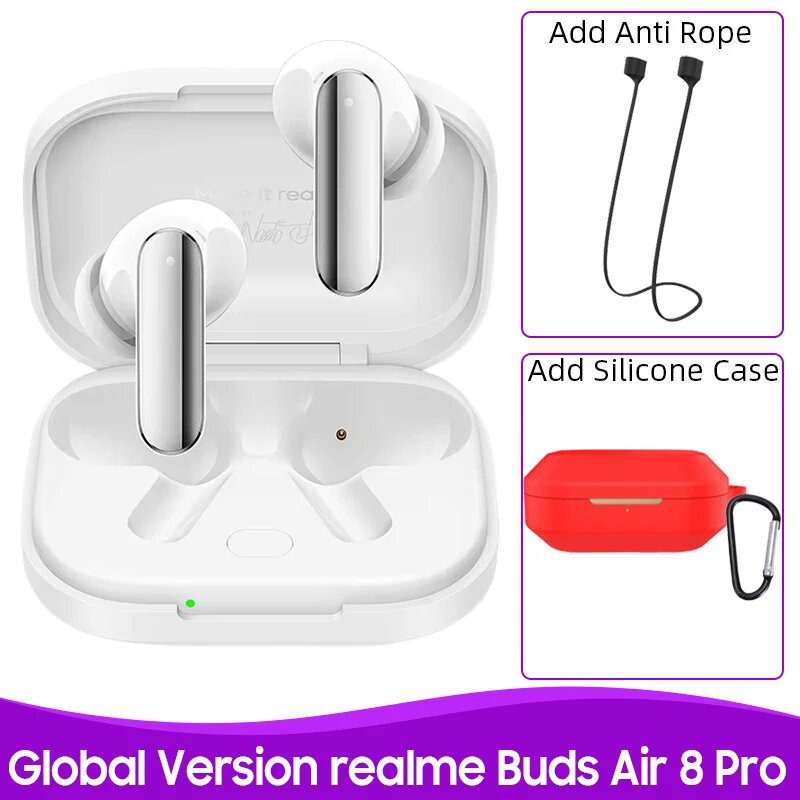 Realme Buds Air 8 Pro Беспроводные наушники Белый, White Add RedCase
