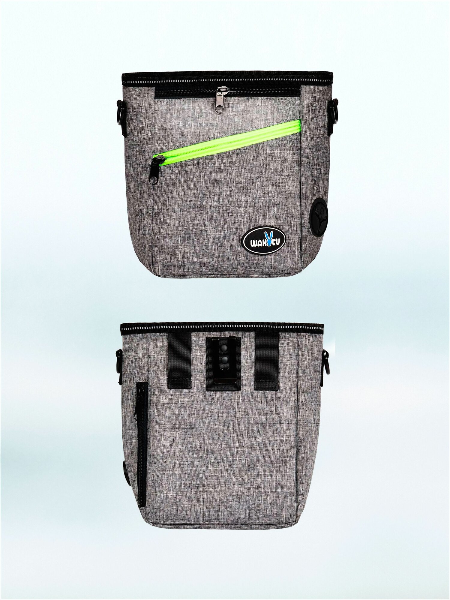 Сумка для лакомств CADEN BAGS, для собак, серый, полиэстер, 2 внешних кармана, 0.3 кг — фото 1