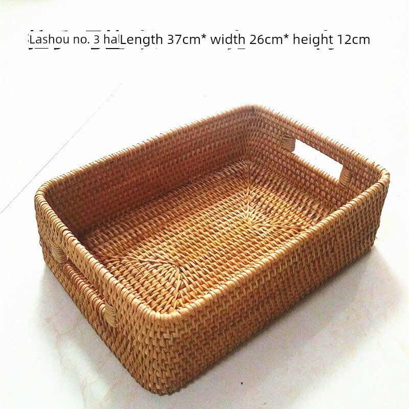 Корзина из рафии с двойной ручкой, стиль С, размер 3, 37x26x12 см - для чайного столика, фруктов, закусок, домашнего