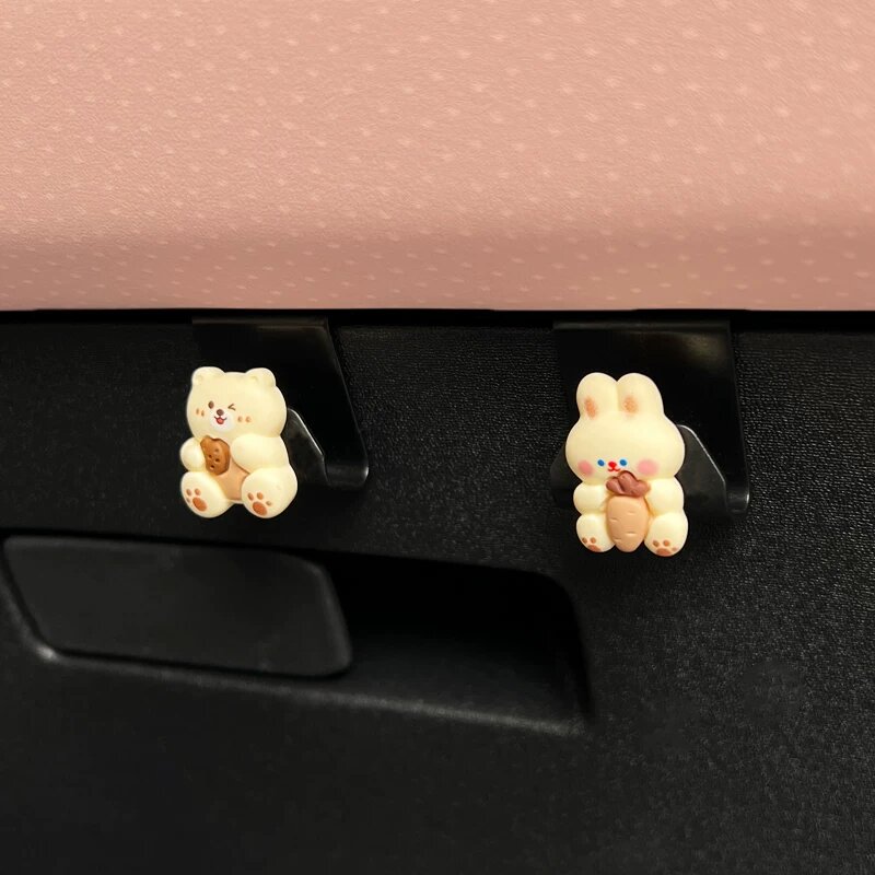 Организатор для салона автомобиля, карман для перчаток, хаки-медведь и кролик, пара крючков (2 шт)