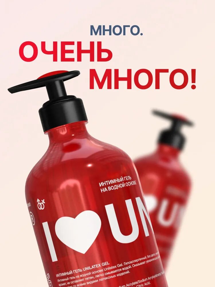 Лубрикант UNILATEX на водной основе, 500 мл, интимная гель смазка.