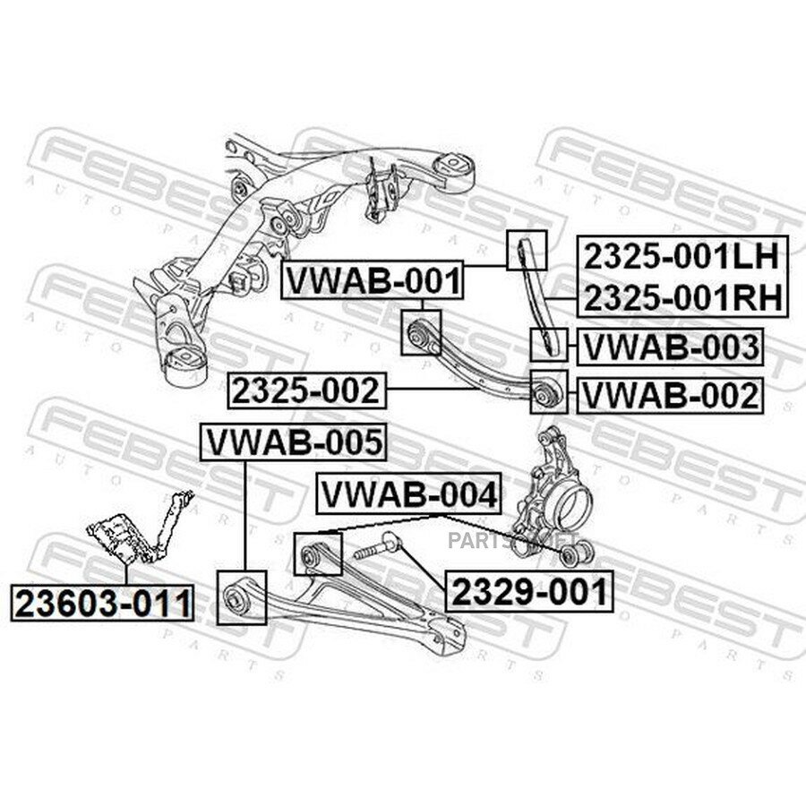 Датчик положения кузова VOLKSWAGEN TOUAREG/PORSCHE CAYENNE 11- зад. (с тягой) FEBEST 23603011