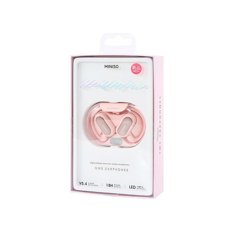 MINISO Life for fun O99 беспроводные наушники OWS с цифровым дисплеем, портативные, длительная автономность - Розовый