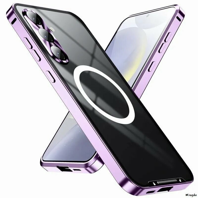 Цзинъянь-Чехол для Samsung Galaxy S24 FE / Самсунг Галакси S24 FE, Magsafe Магнитный Защитный чехол от падения / ПК+металлическая рамка / против царапин, фиолетовый