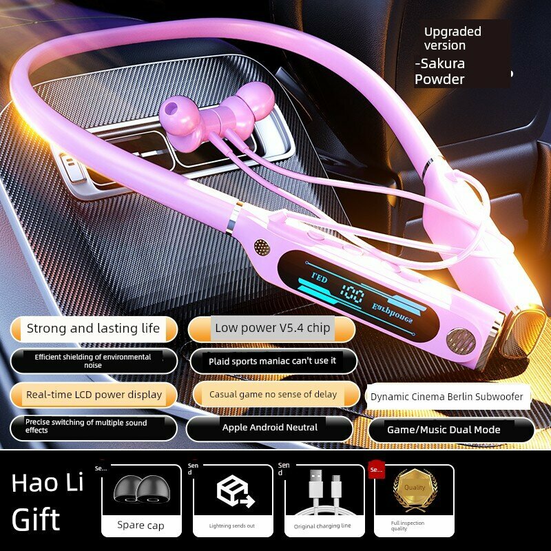 Беспроводная Bluetooth-гарнитура, сверхдолгое время автономной работы, крепление на шею, подходит для занятий спортом и