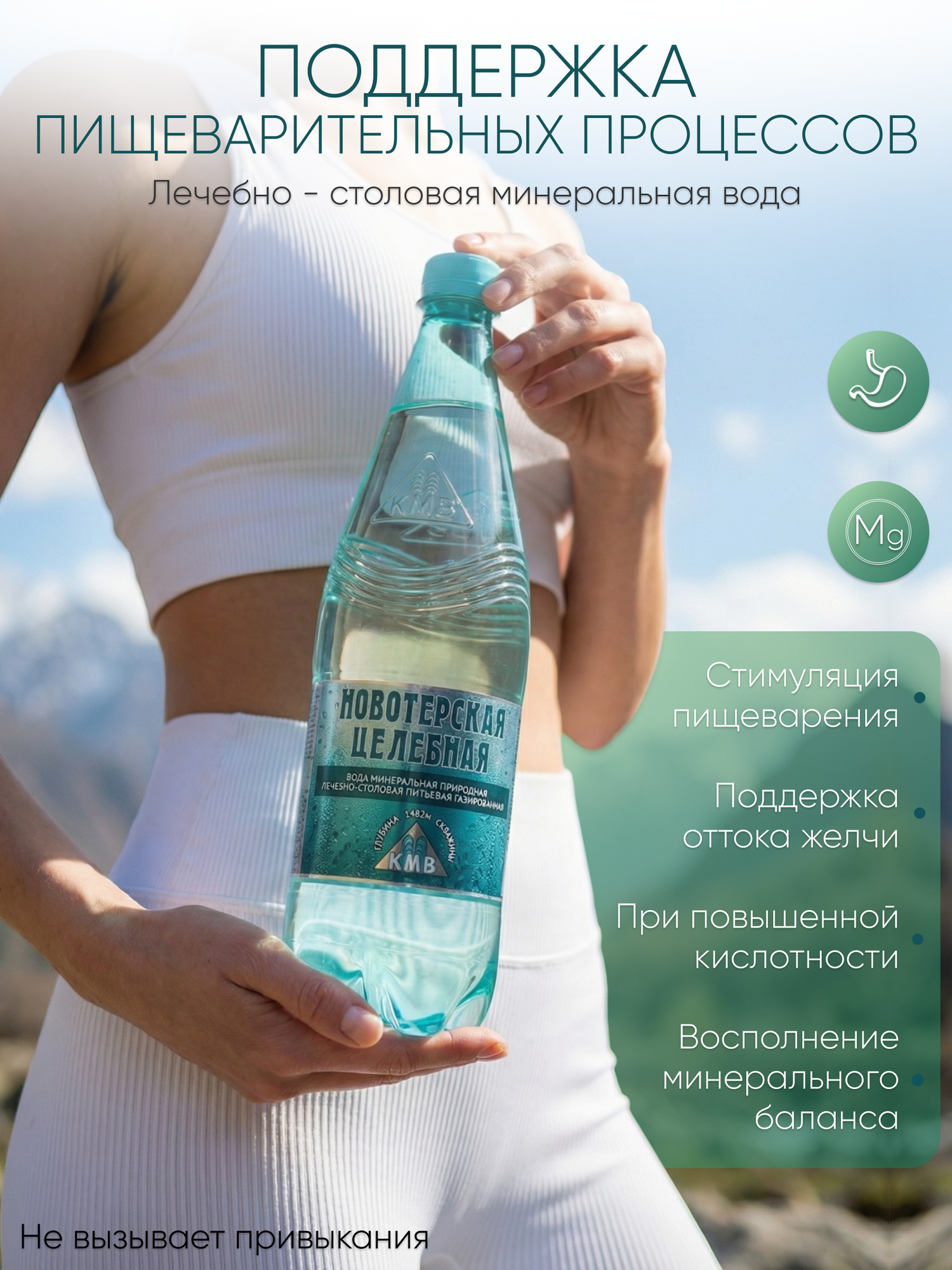 Минеральная вода газированная Новотерская Целебная 1.5 л x 6 шт, лечебно-столовая — фото 1