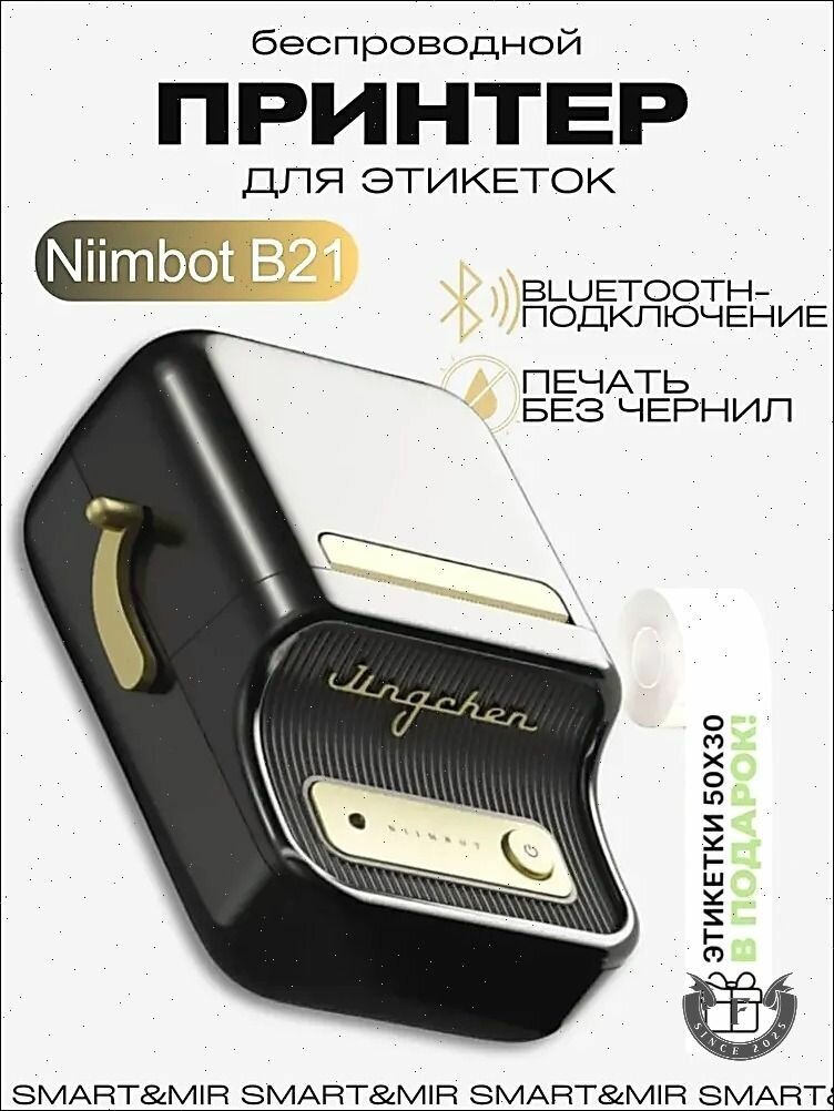Принтер для наклеек/этикеток термо B21S, черный, белый