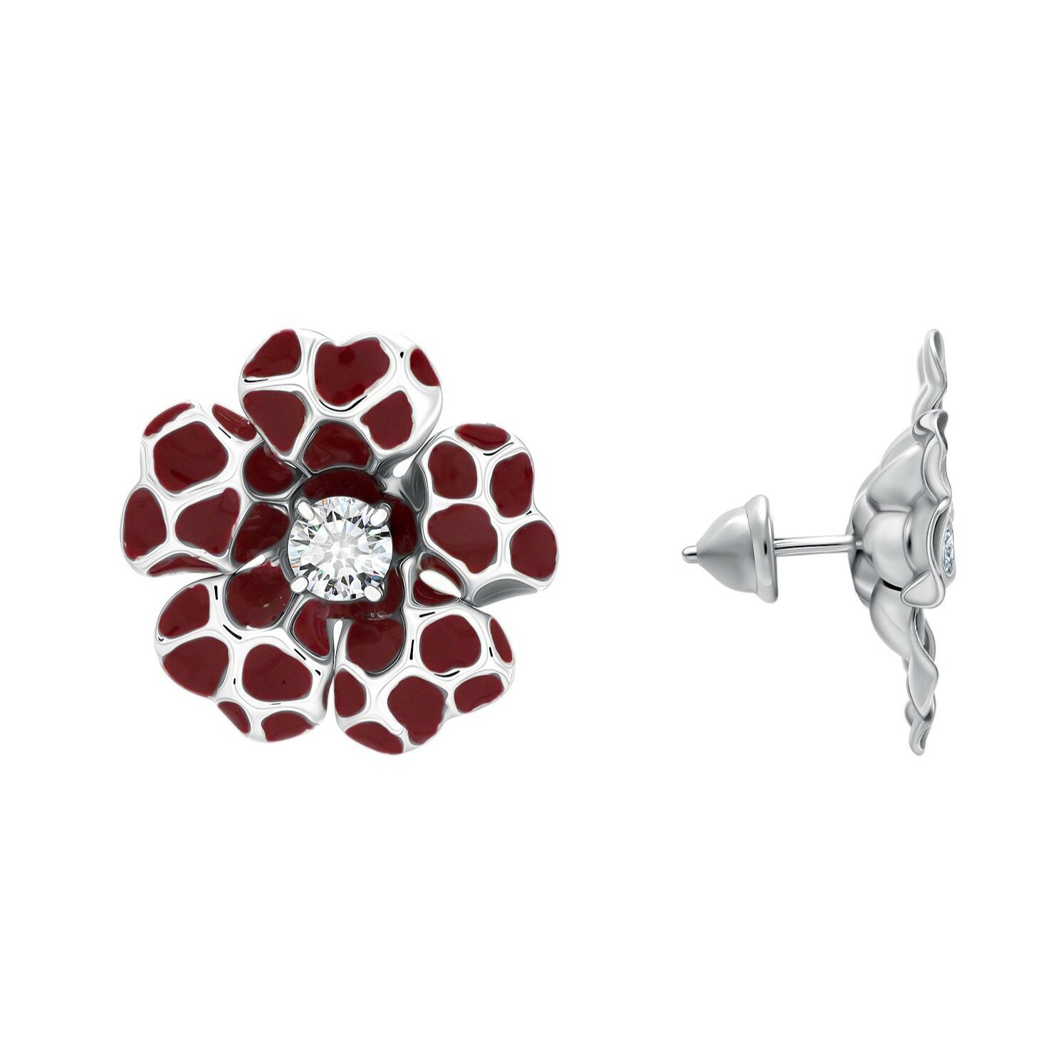 Серьги Яхонт, серебро, 925 проба, фианит, эмаль