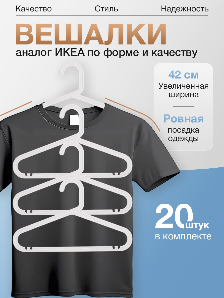 Эксклюзивные плечики для взрослой одежды белого цвета в наборе 20 штук от Ikea