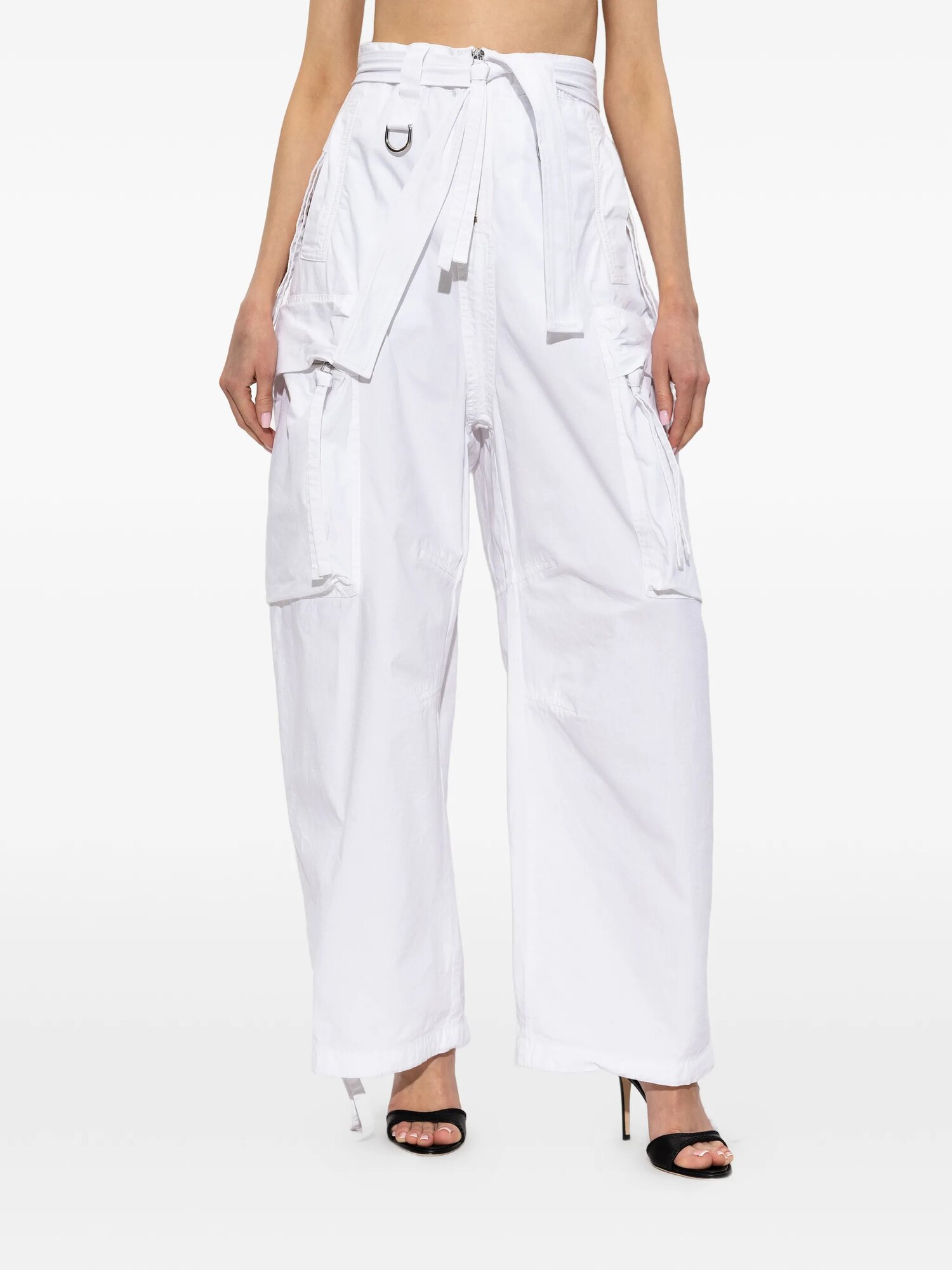 Брюки карго DSQUARED2 Belted cargo-pocket trousers, размер 38, бежевый/белый — фото 1