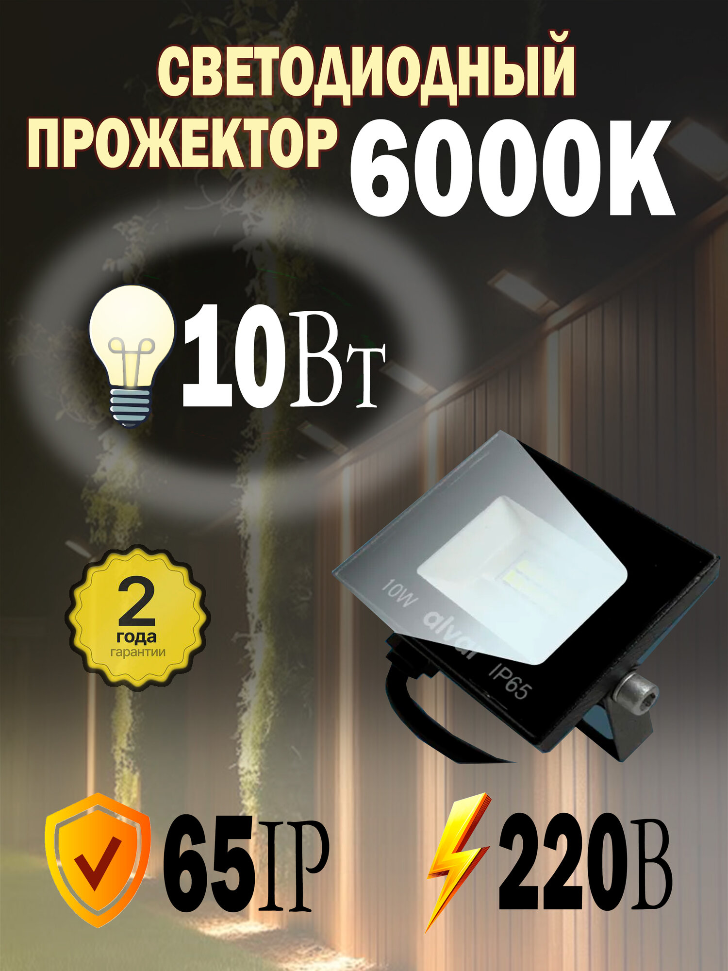 Прожектор светодиодный уличный 10Вт 6000К холодный свет