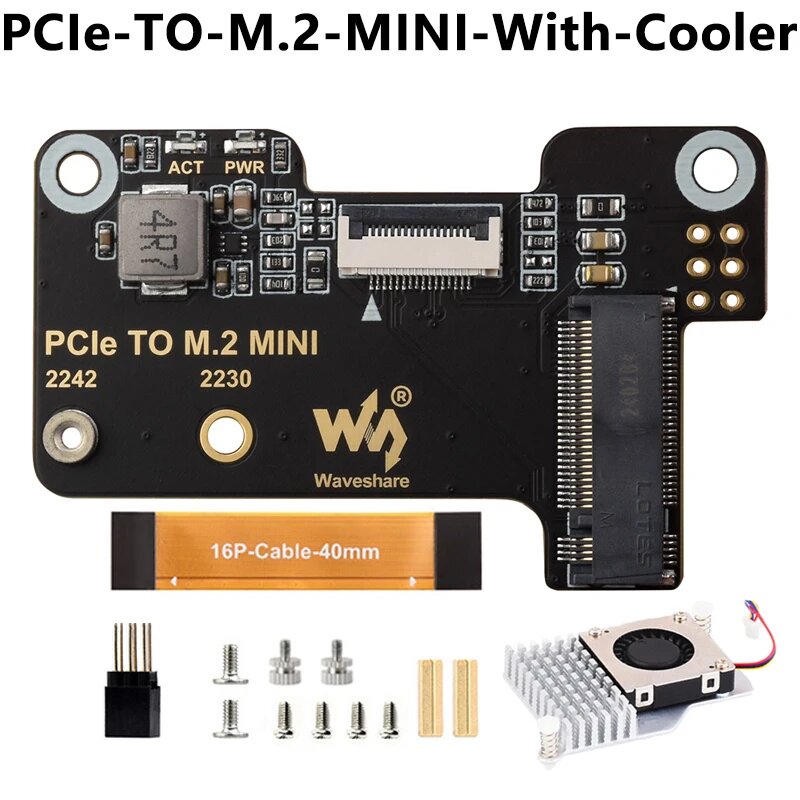 Waveshare PCIe-TO-M.2-MINI с кулером, Bundle: PCIe-TO-M.2-MINI-KIT