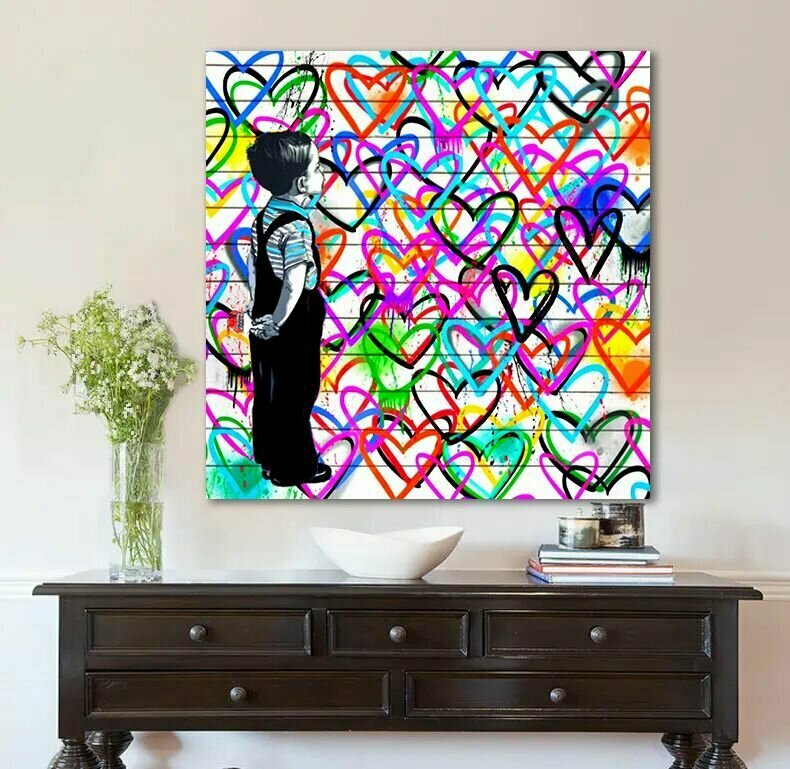 Картина ВсеКартины. тут "Бэнкси", уличное граффити, холст, 70x70 см