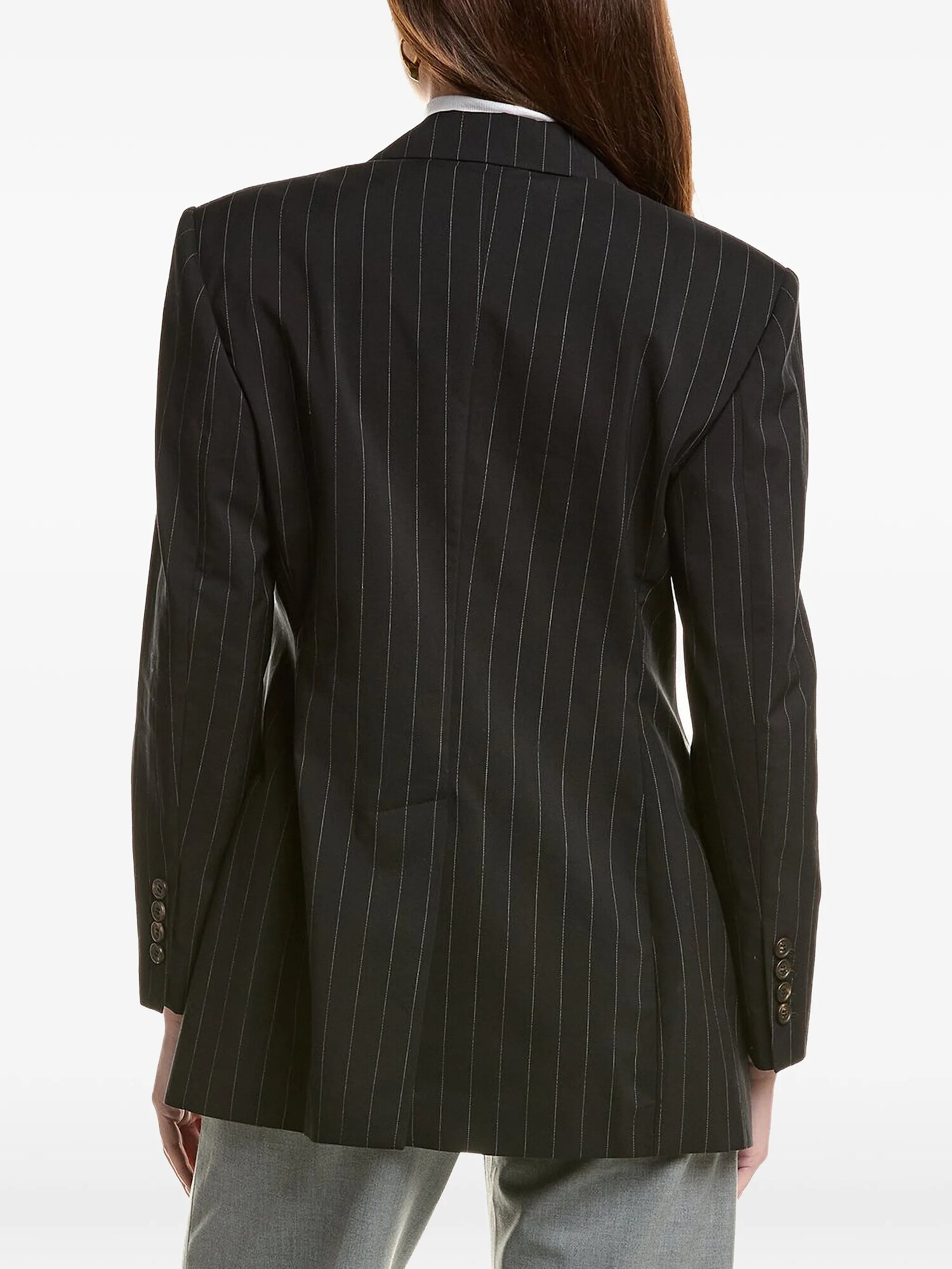 Пиджак BRUNELLO CUCINELLI Pinstripe blazer, размер 44, black/black — фото 1