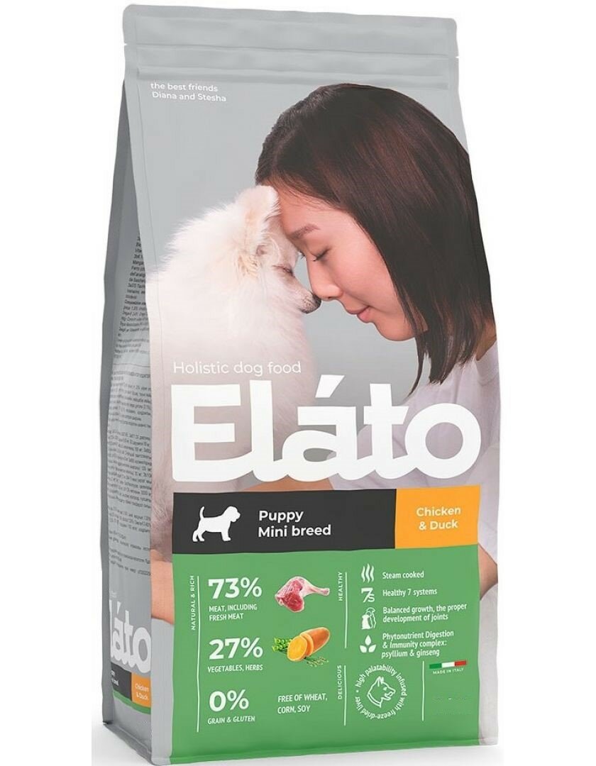 ELATO Holistic Корм для щенков мелких пород Курица Утка