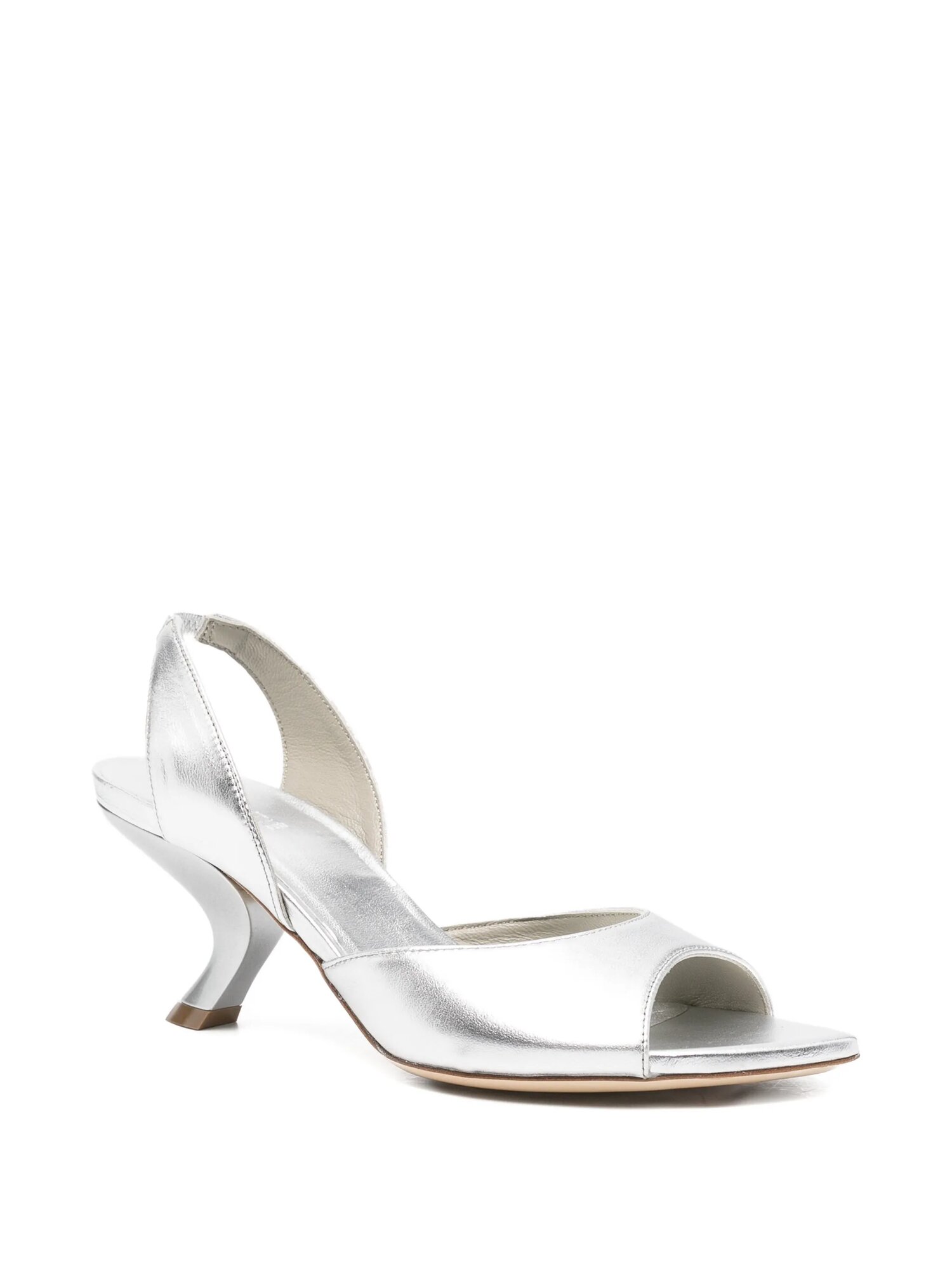 Босоножки Vic Matie Metallic-effect slingback sandals, размер 36, Silver — фото 1