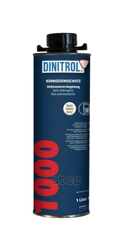 Антикоррозийный восковый Состав для защиты скрытых полостей, DINITROL 1000 1L , евробаллон 1л шт. DINITROL арт. 11075