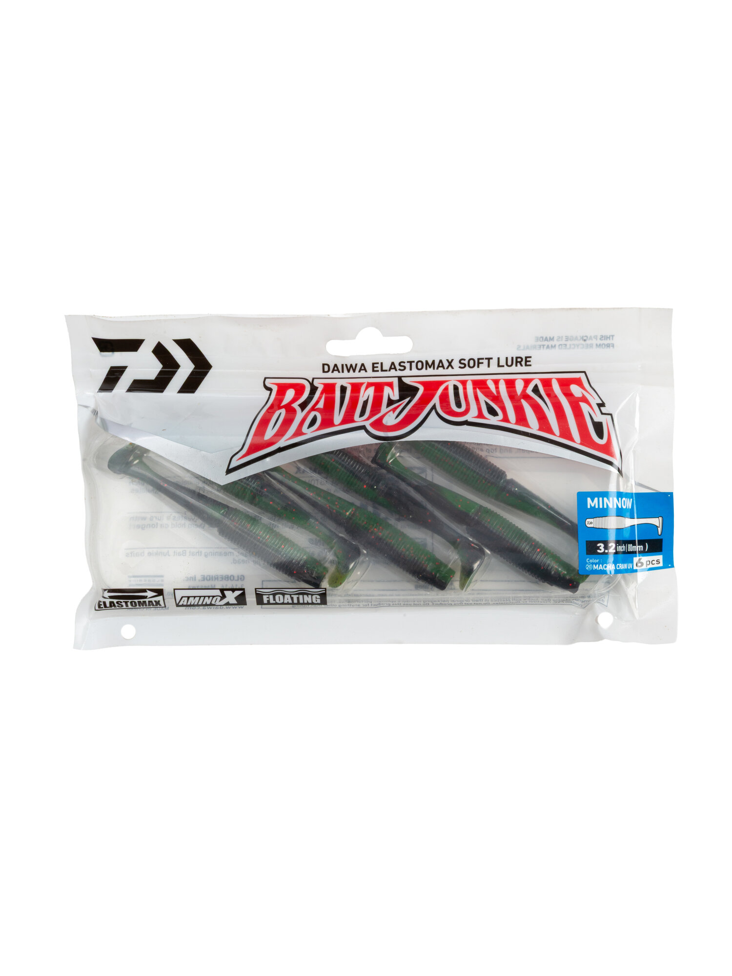 Силиконовая приманка Daiwa Bait Junkie 3.2 Minnow MACHA CRAW UV (уп. 6 шт)
