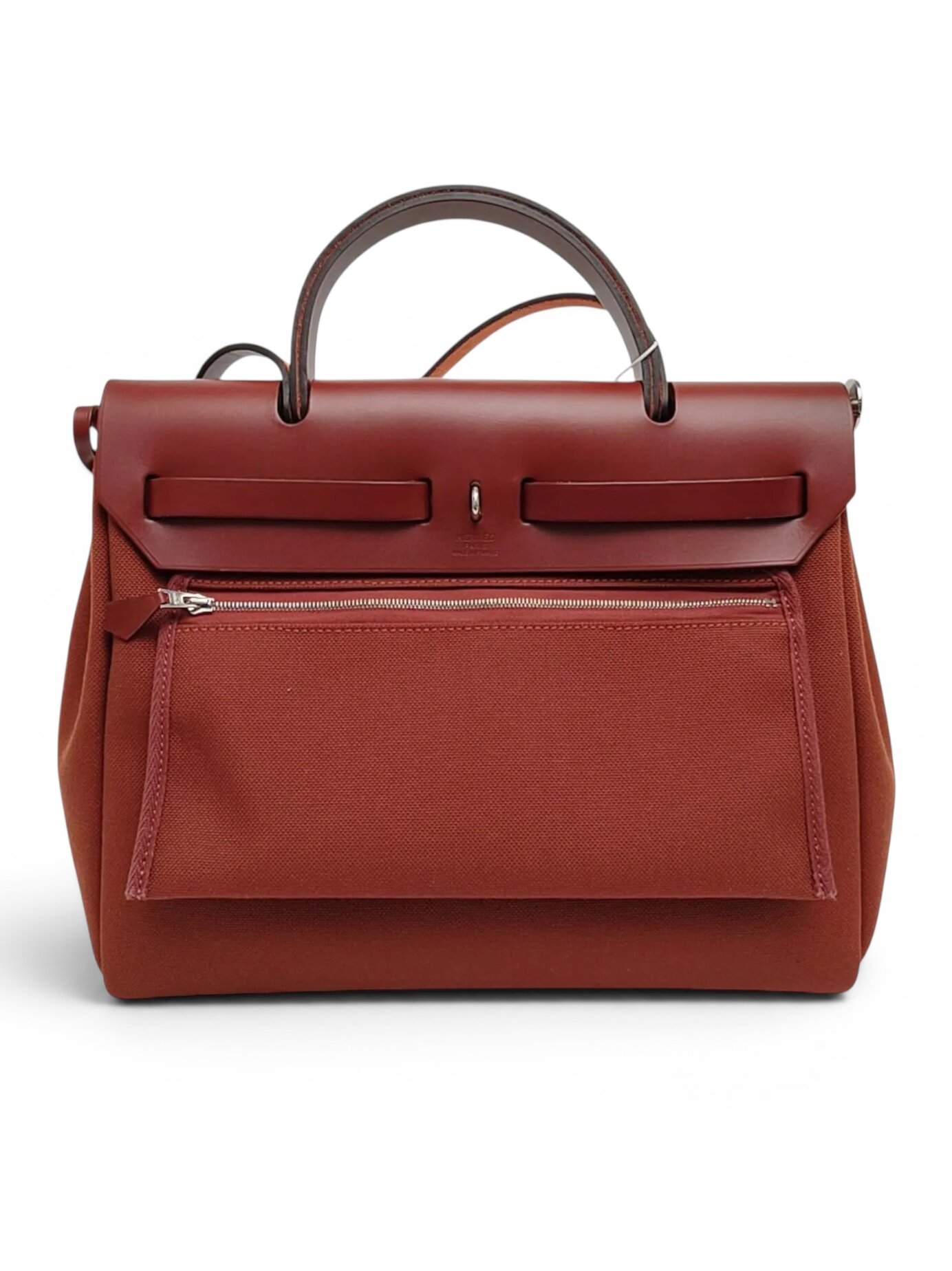 Сумка сэтчел Hermes Herbag 31 Zip, красный, коричневый — фото 1