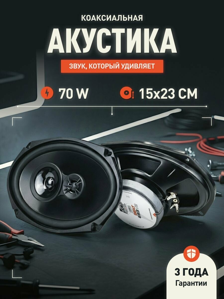 Акустика коаксиальная AMP Beat 693 ver.2 / Колонки автомобильные овалы 6х9 / Комплект 2 динамика