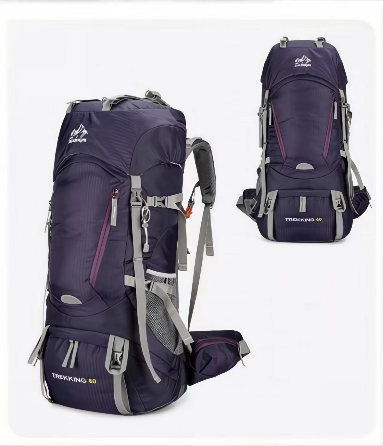Походный Кемпинговый Туристический рюкзак с каркасом Free Knight Trekking 60 Фиолетовый