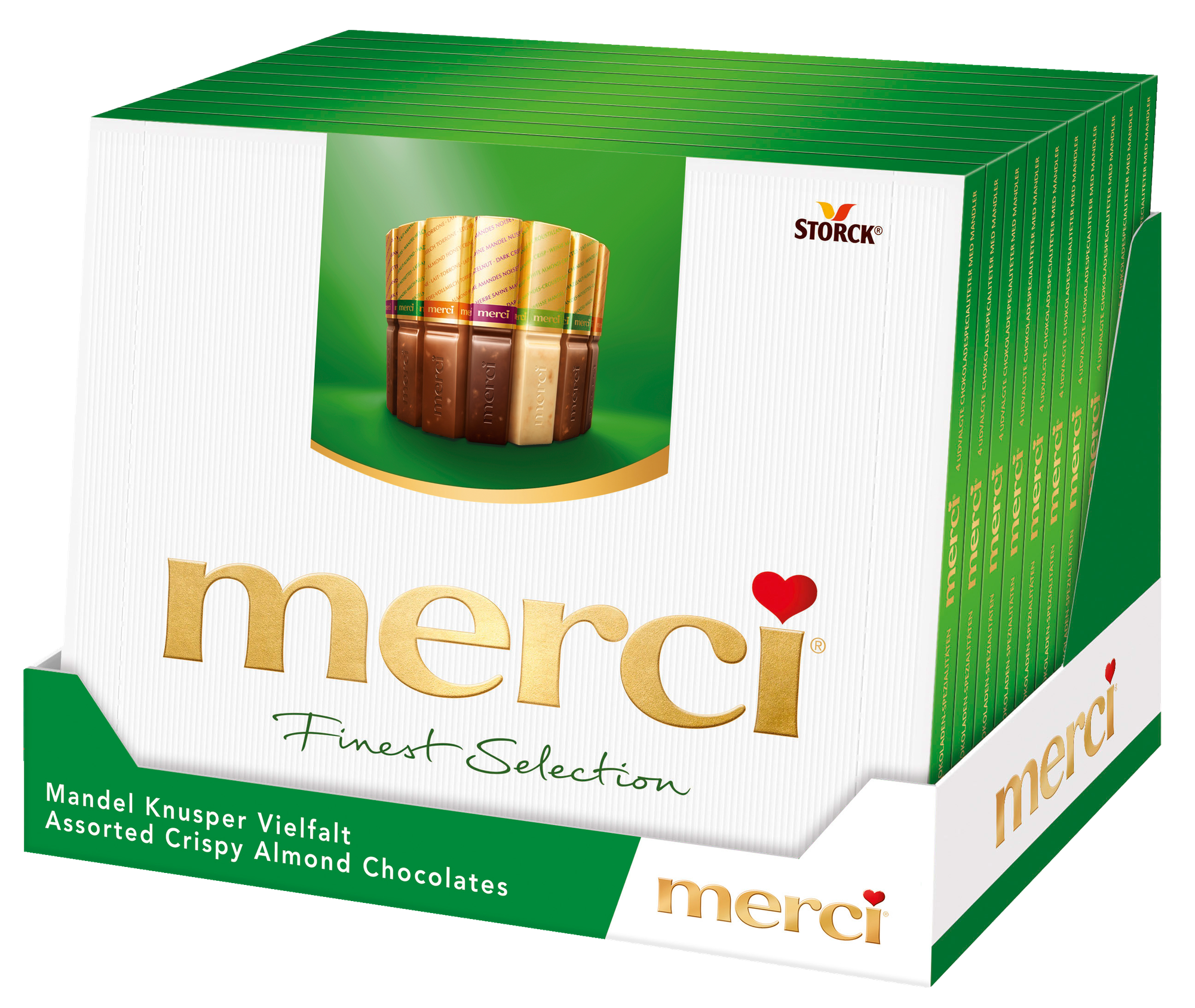 Merci, конфеты подарочные с миндалем, набор конфет в коробке, произведено в Германии, 250г (10 шт. в коробе)