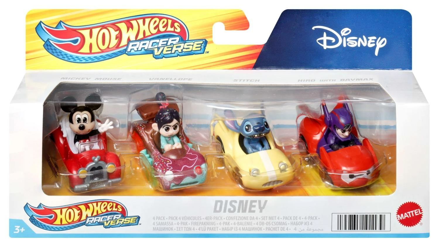 Игровой набор Mattel Disney Hot Wheels Racerverse, 4 машинки, для детей 3-5 лет