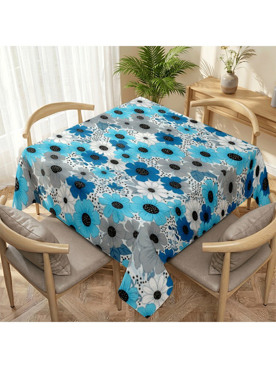 Столовая салфетка с цветочным узором синих, белых и серых цветов 140X220CM